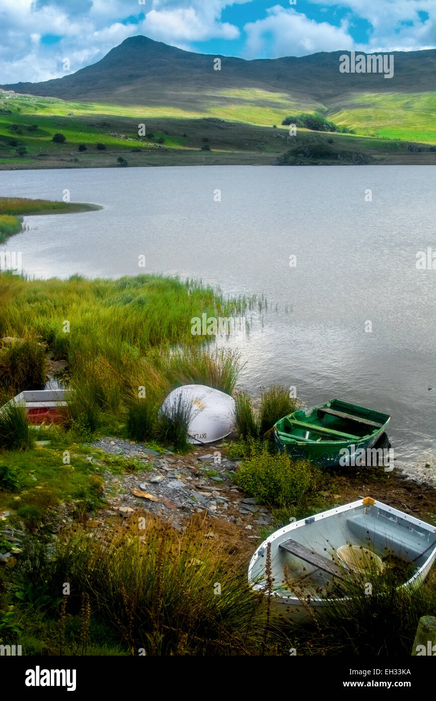 Mountain lake with rowing boats hi-res stock photography and images - Alamy