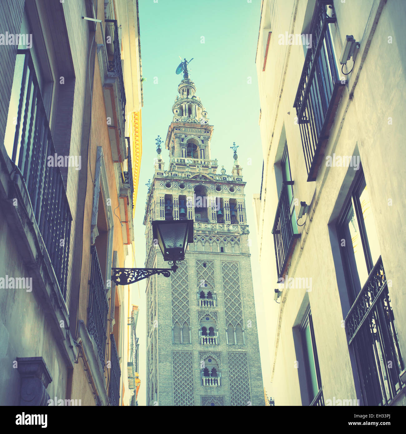 Street in Sevilla, Spain. Retro style filtred image Stock Photo - Alamy