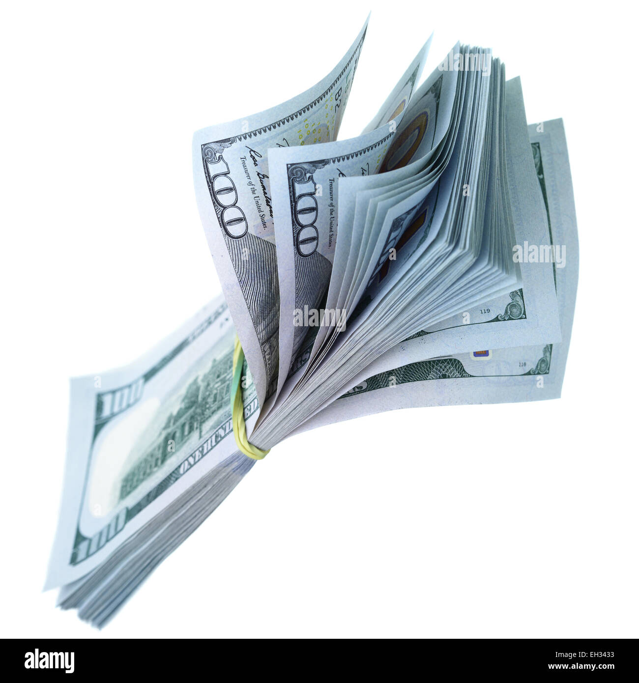 Bundle of US dollars isolated over the white background Stock Photo - Alamy