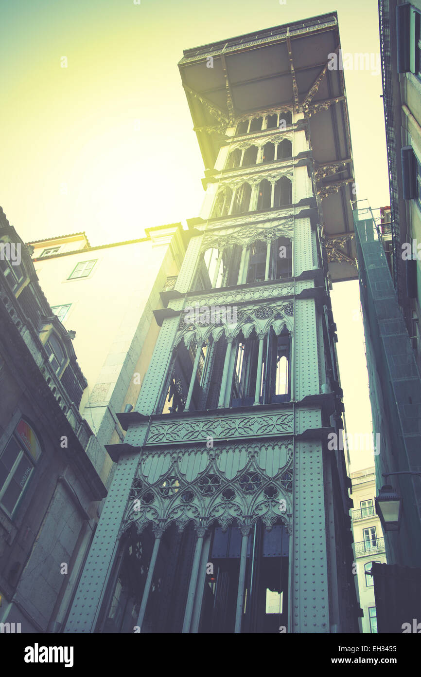 Santa Justa Elevator in Lisbon, Portugal. Retro style filtred image ...