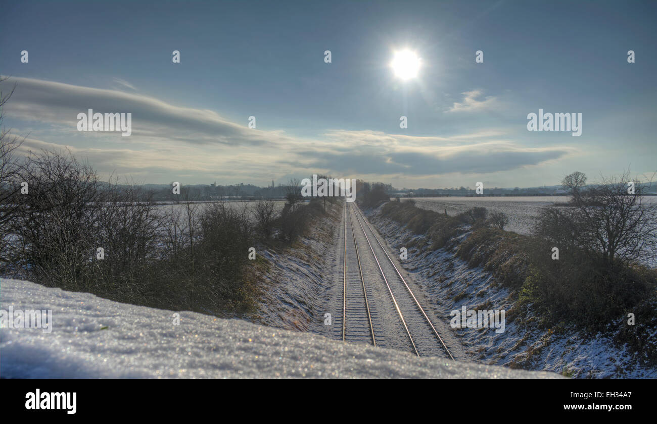 HDR image of snow cover tracks of the Great Central Railway Stock Photo ...