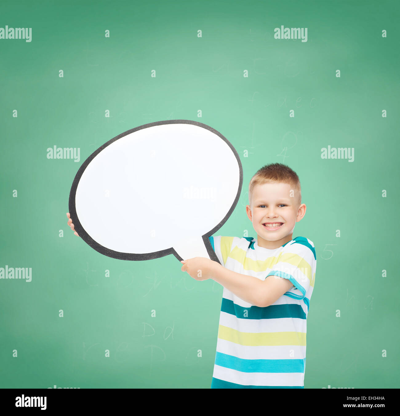 smiling little boy with blank text bubble Stock Photo - Alamy