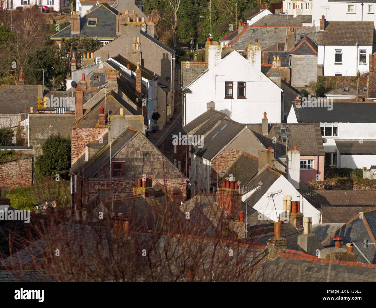 Kingsand and Cawsand Storm damaged clock tower Cornwall UK Stock Photo ...