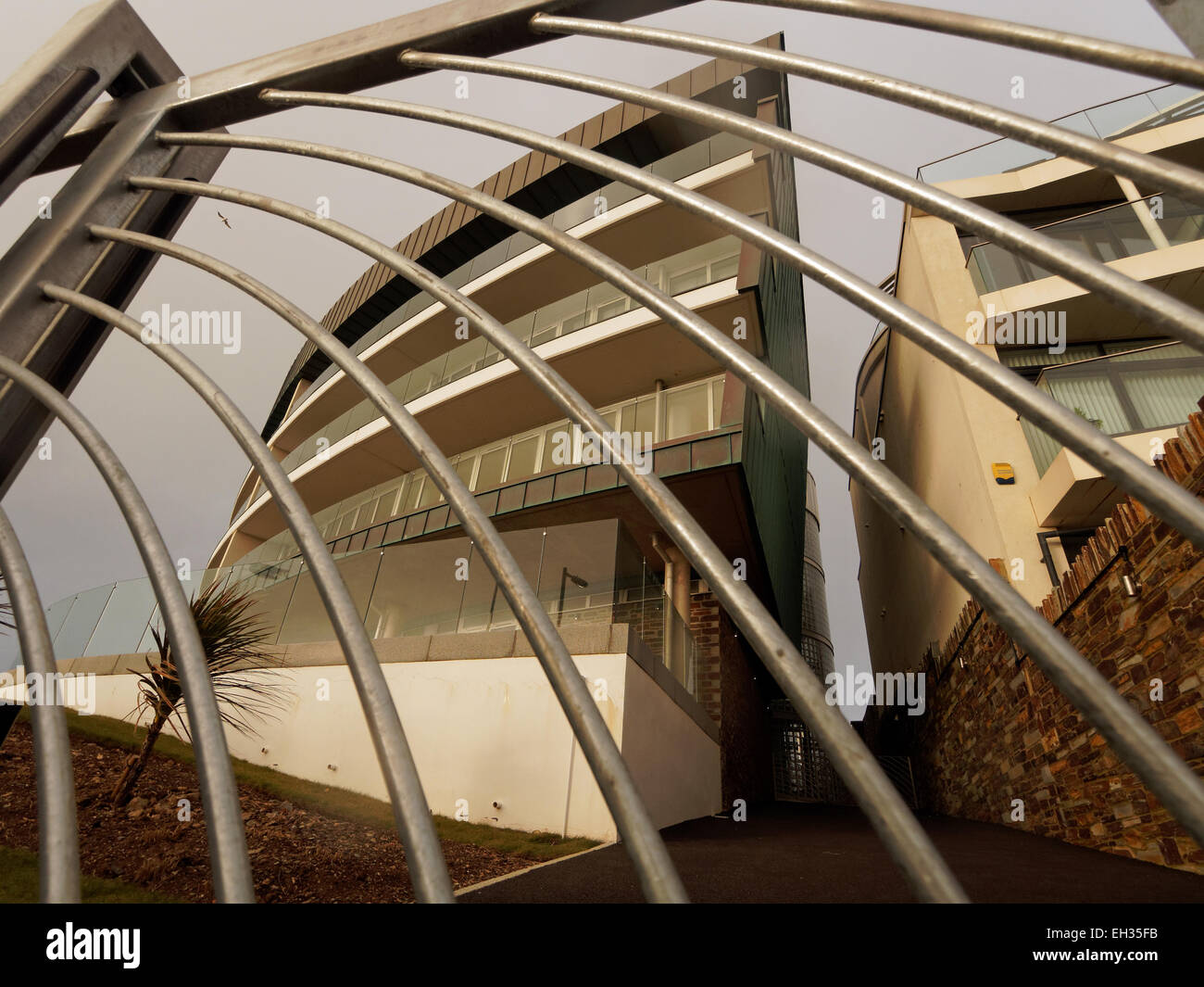 Modern contemporary architectural development in Newquay Cornwall Stock ...