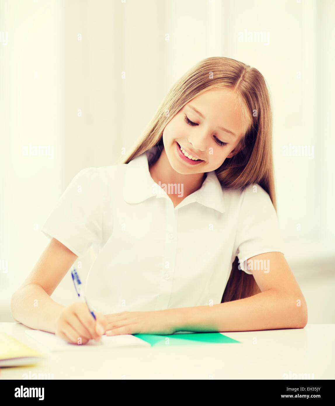 student girl studying at school Stock Photo - Alamy