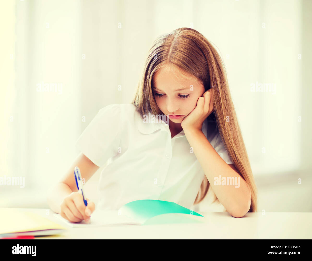student girl studying at school Stock Photo - Alamy