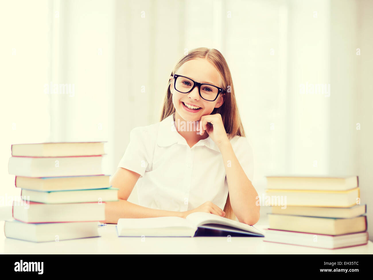 student girl studying at school Stock Photo - Alamy