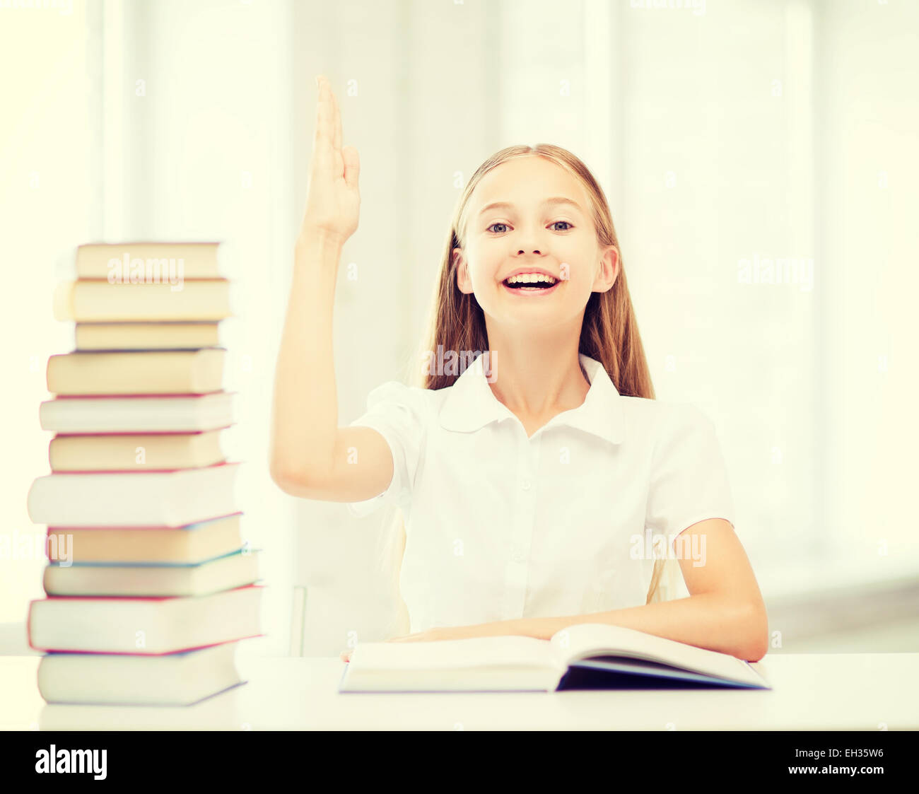 student girl studying at school Stock Photo - Alamy