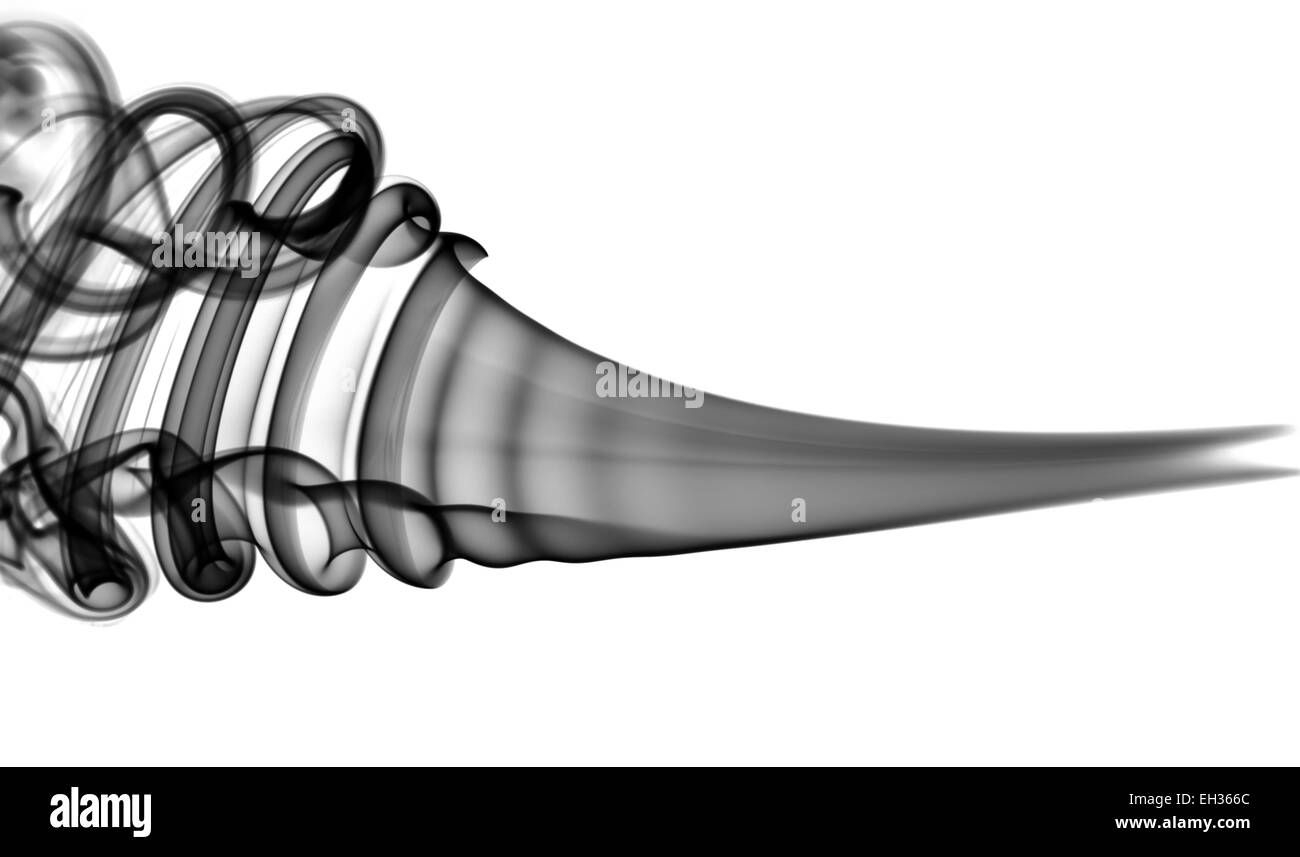 Abstraction: black smoke swirls shape and curves on white Stock Photo ...