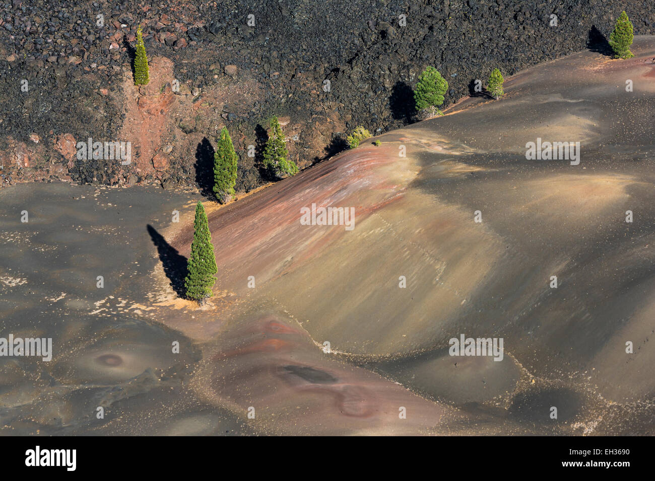 The Painted Dunes, colored by oxidation of cinders and ash, viewed from ...