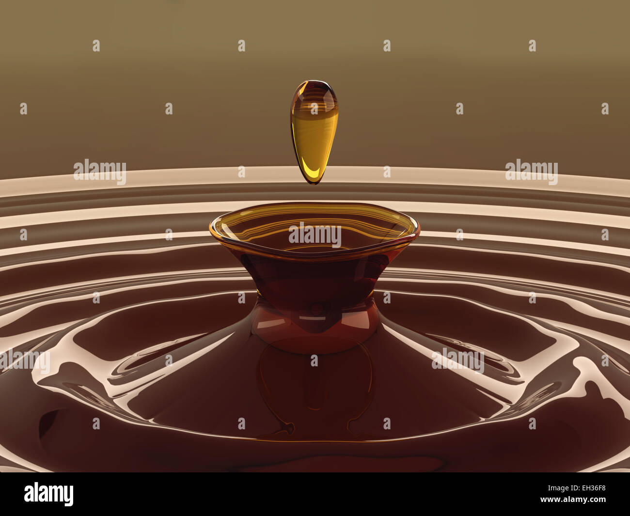 Drinks: closeup of tea drop with ripples and waves. Large resoluiton ...