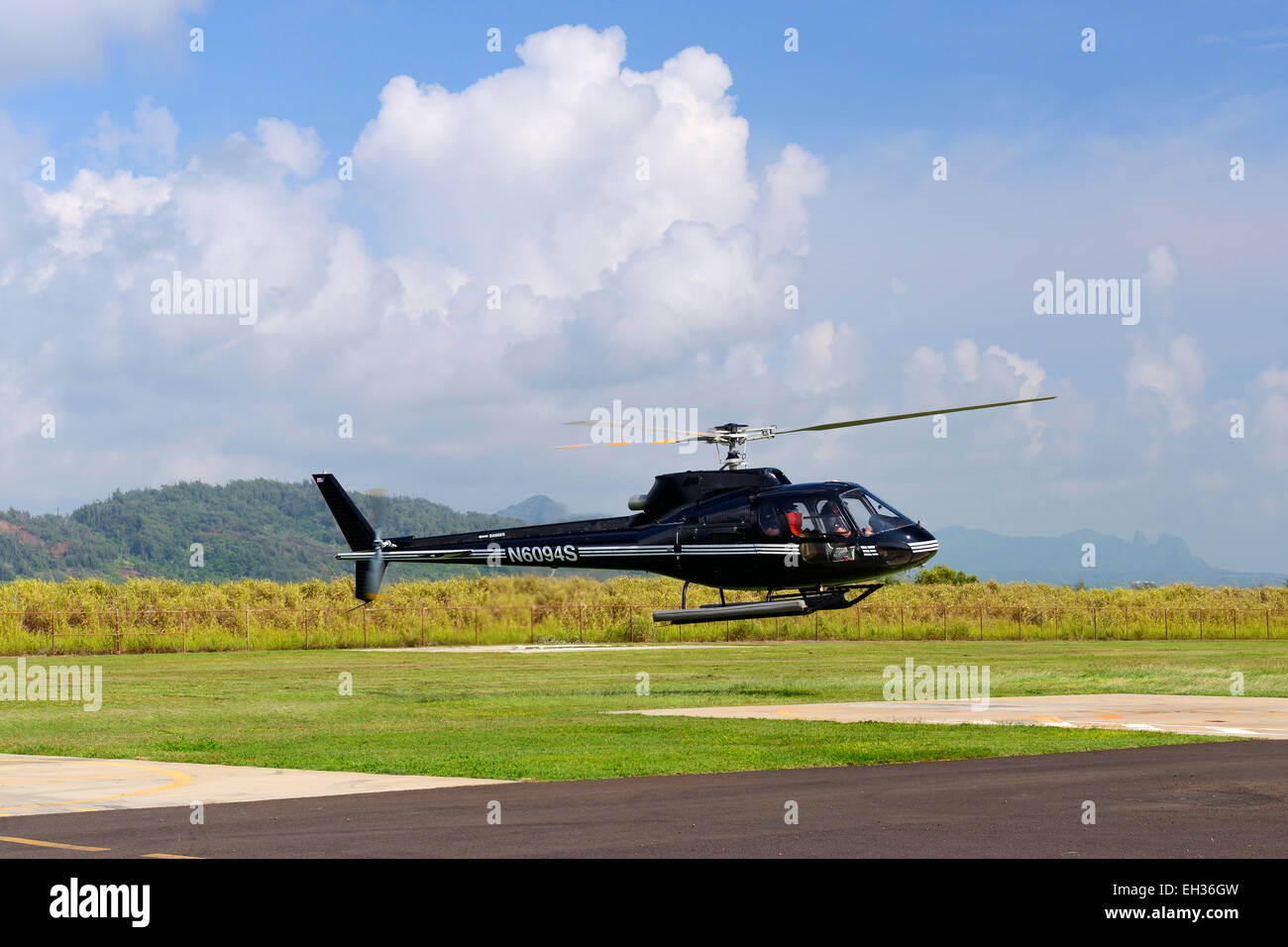 Aerospatiale AS350BA helicopter takes off from Lihue International ...