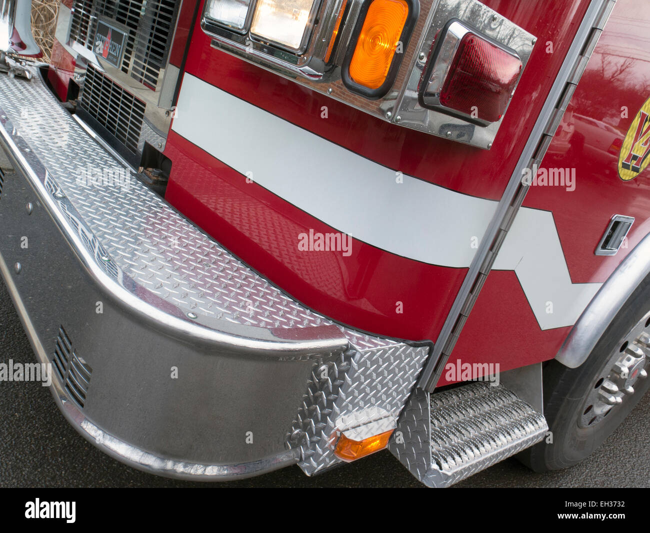 Front end of fire truck engine number 2 with lights illuminated Stock ...