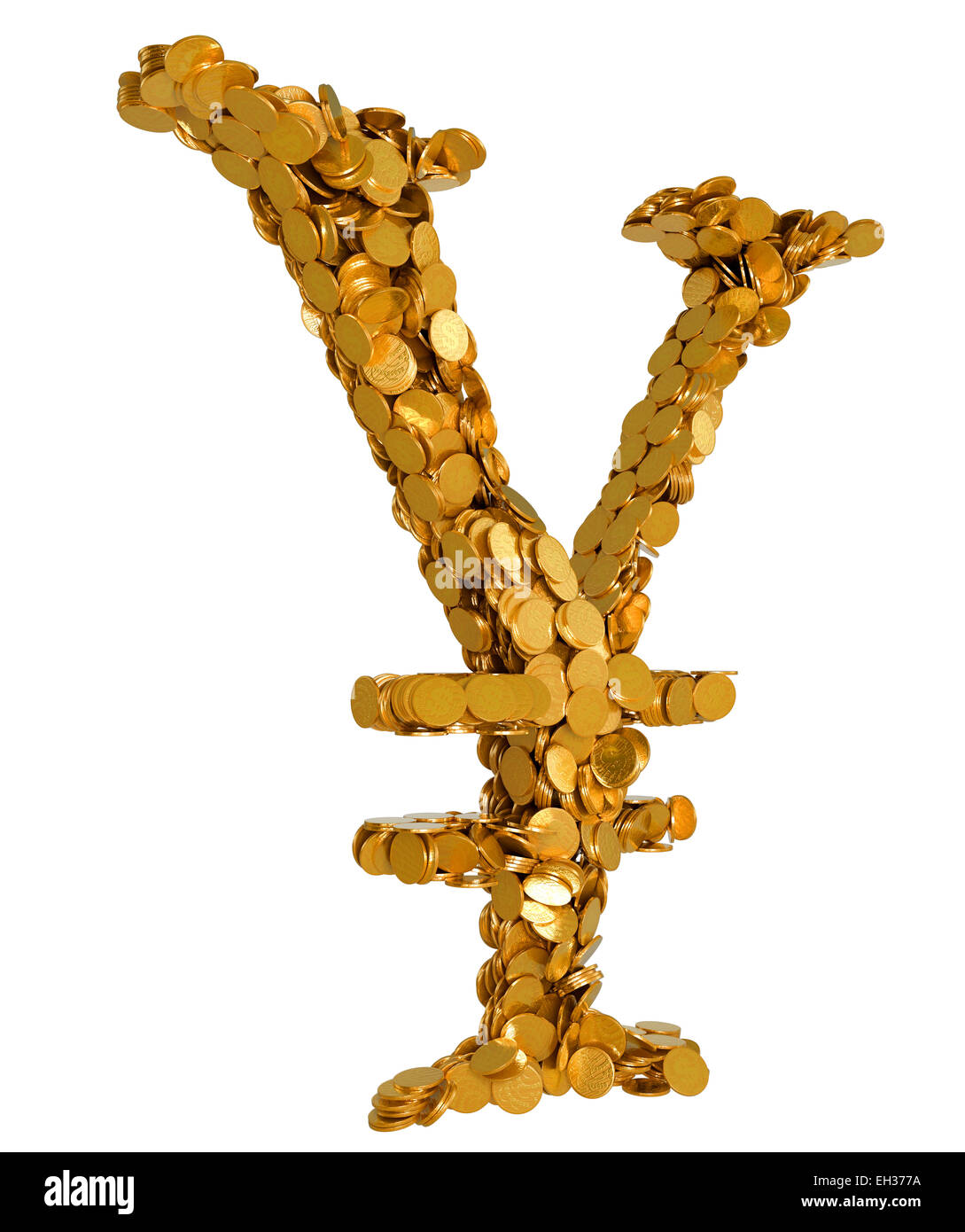 Yen symbol assembled with coins. Isolated on white Stock Photo - Alamy