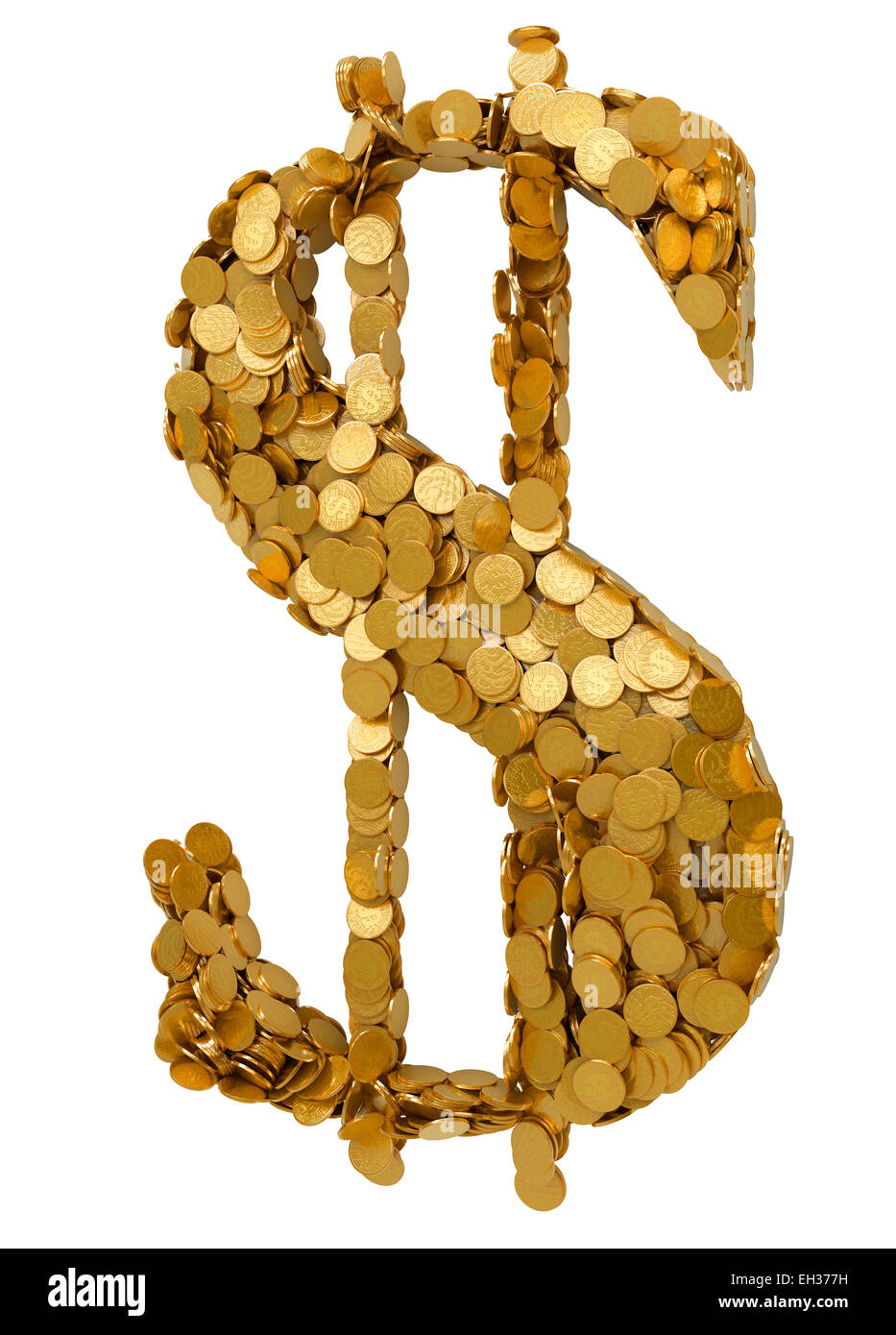 American Dollar symbol assembled with coins. Isolated on white Stock ...