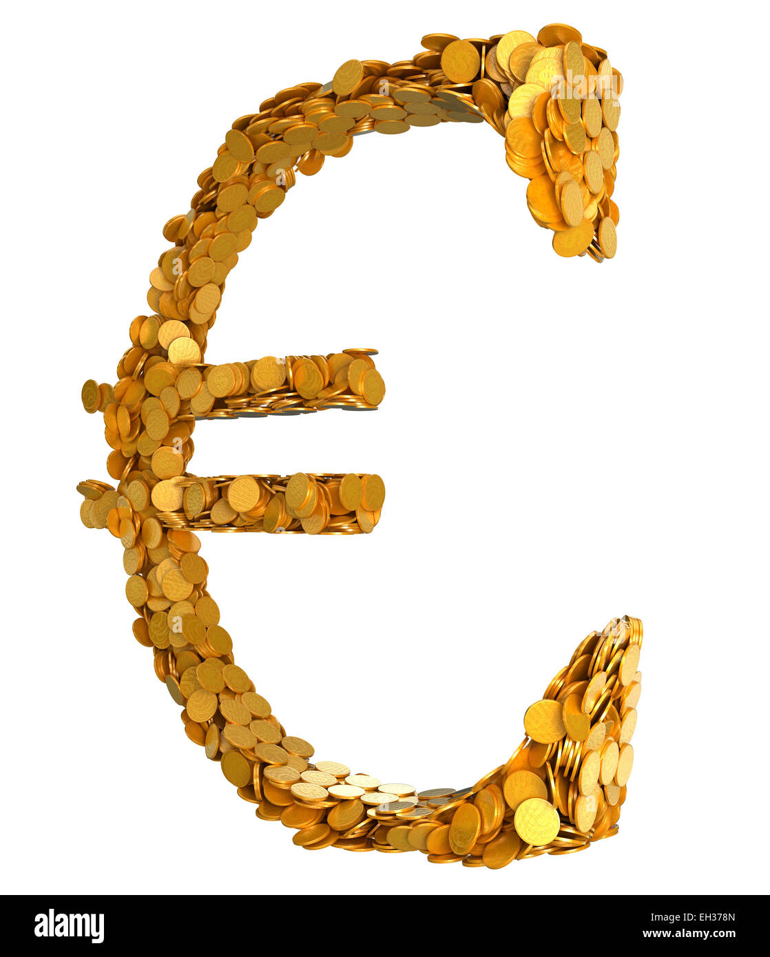 Euro currency stability. Symbol assembled with coins. Isolated on white ...