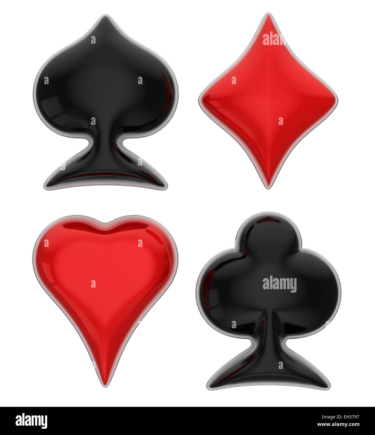 Leisure: Glossy colorful card suits isolated over white background ...