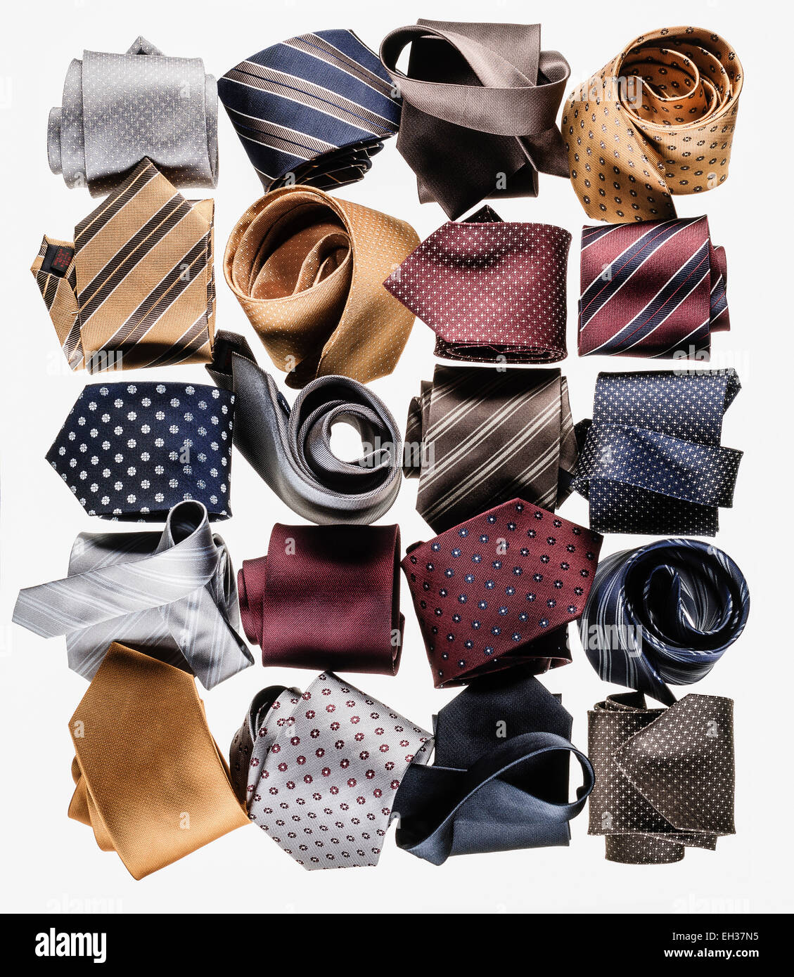 Variety of Colorful Neckties in Rolls, Studio Shot Stock Photo - Alamy