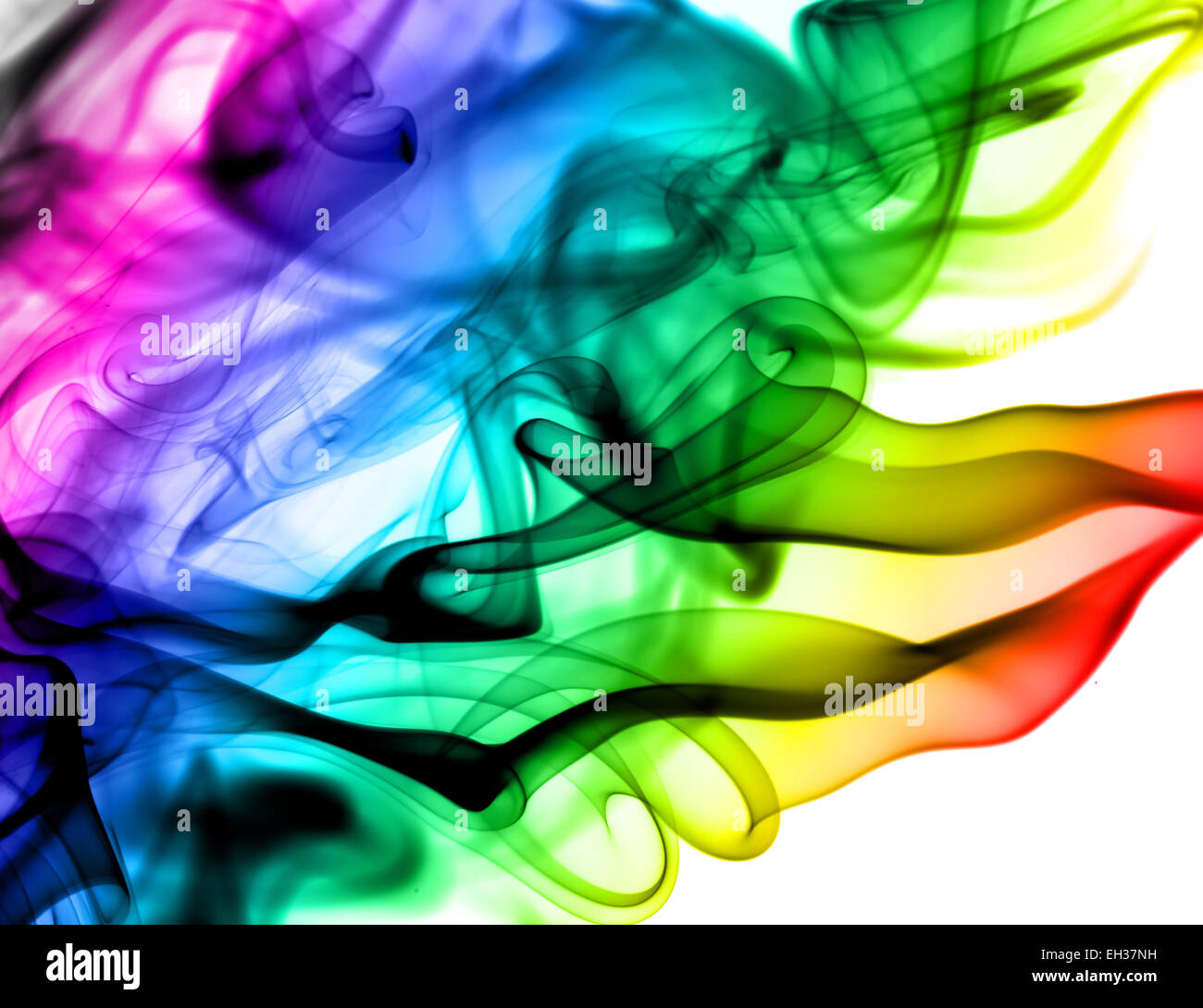 Abstract colorful fume patterns over the white background Stock Photo ...