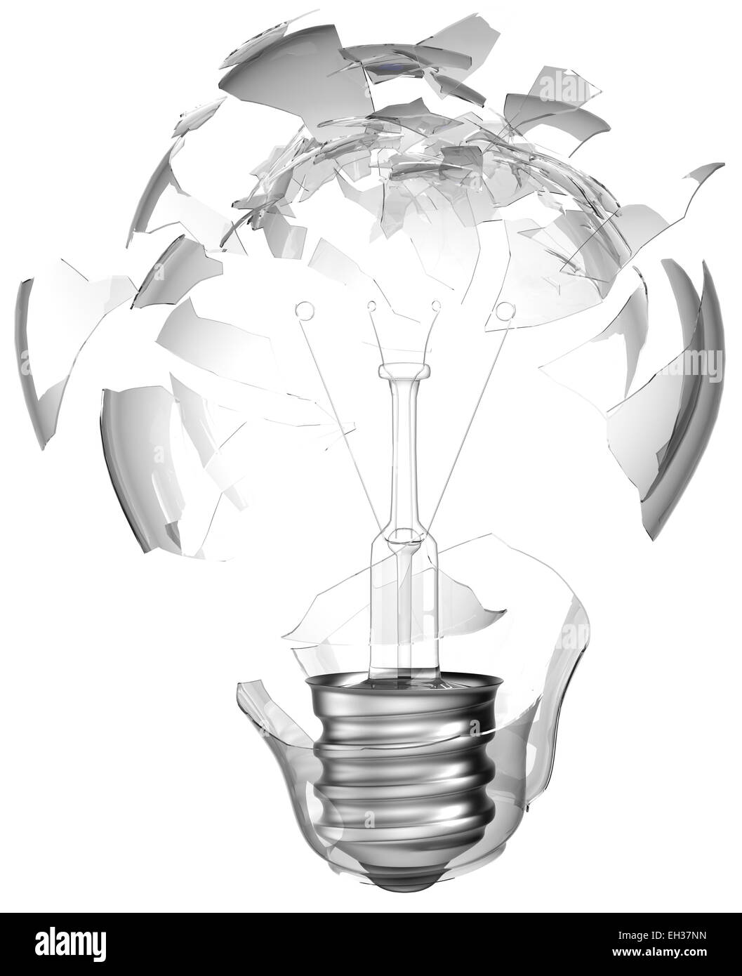 Bad idea. Smashed lightbulb isolated over white background Stock Photo ...