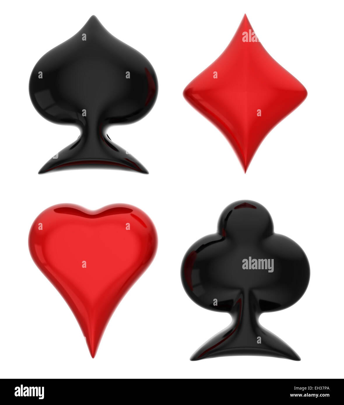 Glossy colorful card suits isolated over white background Stock Photo ...