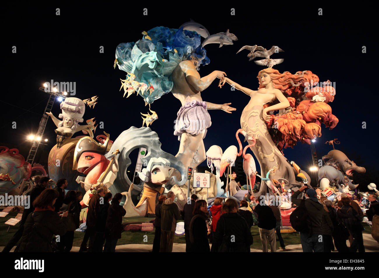A huge Fallas sculpture display on street during annual Las Fallas ...