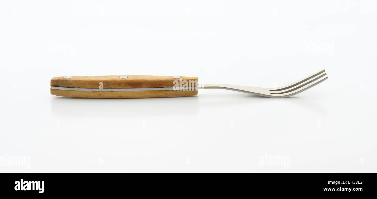 Steak fork with wooden handle Stock Photo - Alamy