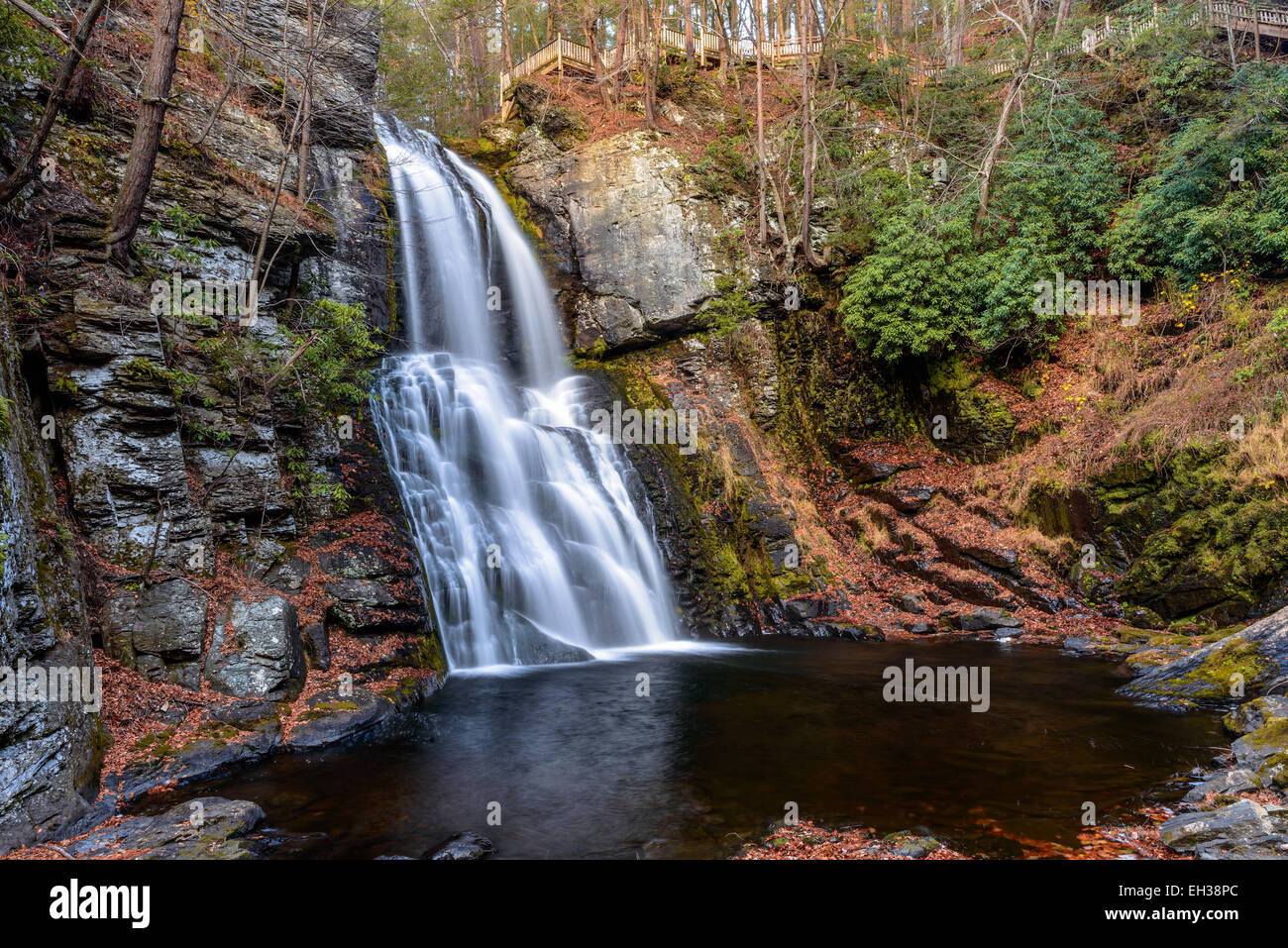 Bushkill waterfall at foll time in Poconos , PA Stock Photo - Alamy