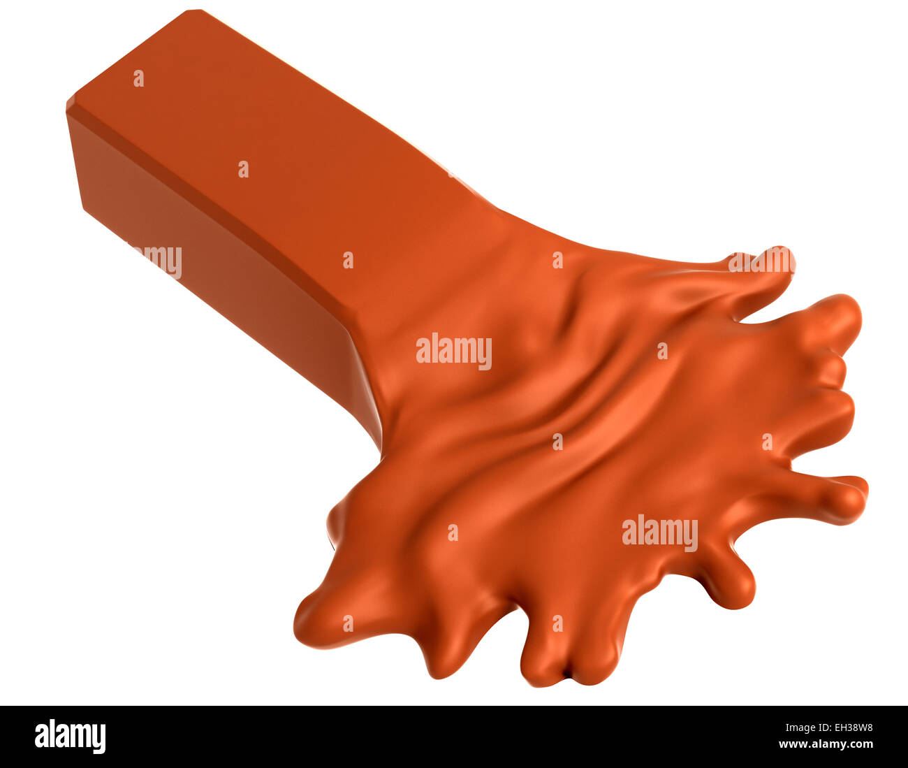 Melting chocolate block isolated over white background Stock Photo - Alamy