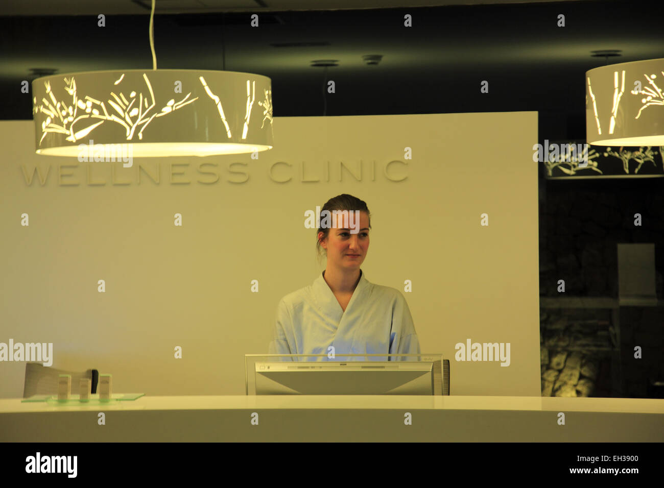 The receptionist in the reception of SHA wellness clinic, Alicante ...