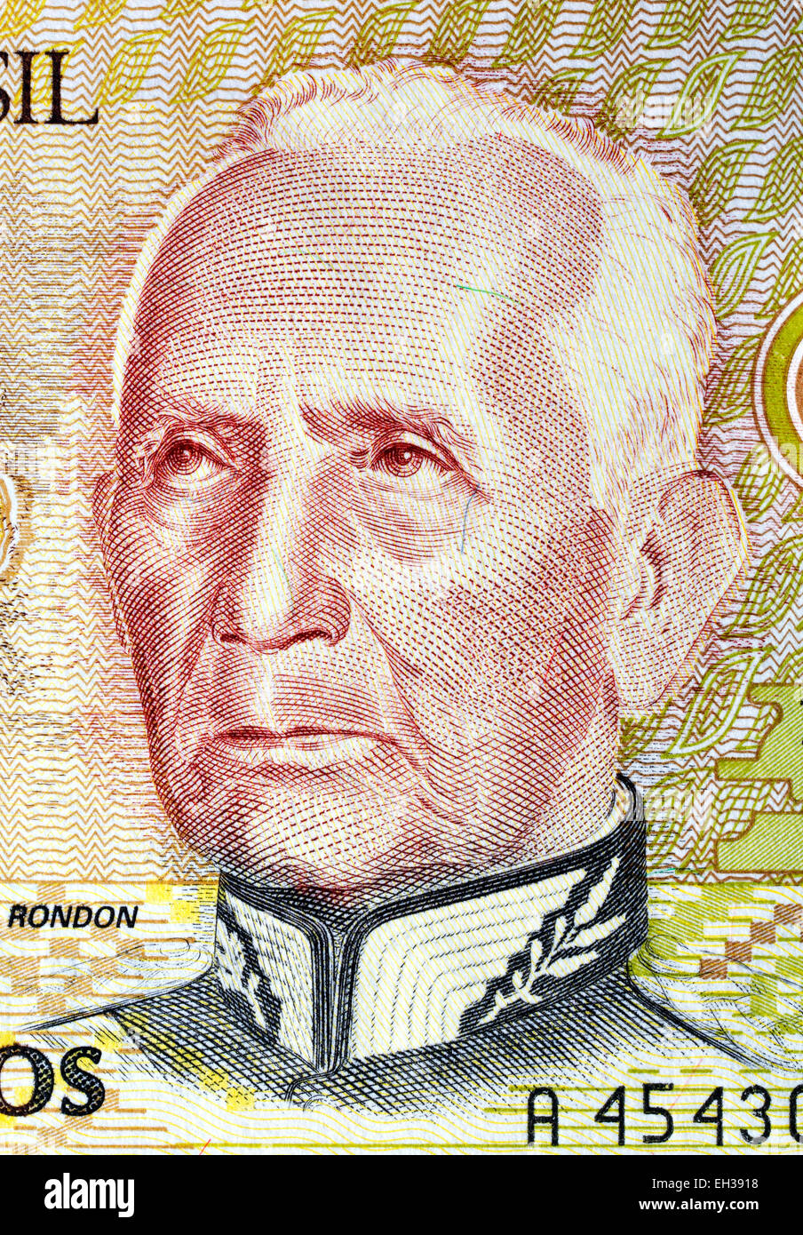 Candido Rondon from 1000 cruzeiros banknote, Brazil, 1990 Stock Photo ...