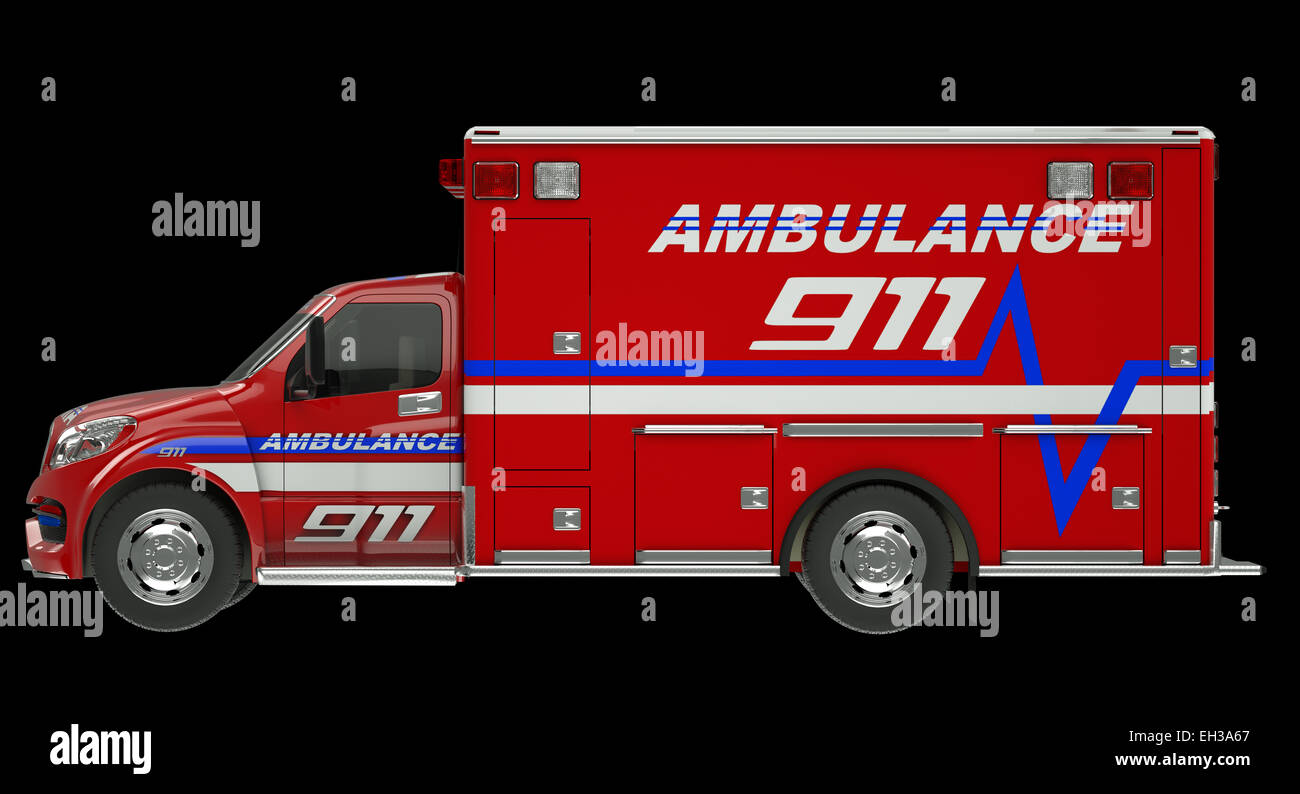 Ambulance: Side view of emergency services vehicle over black. Custom ...