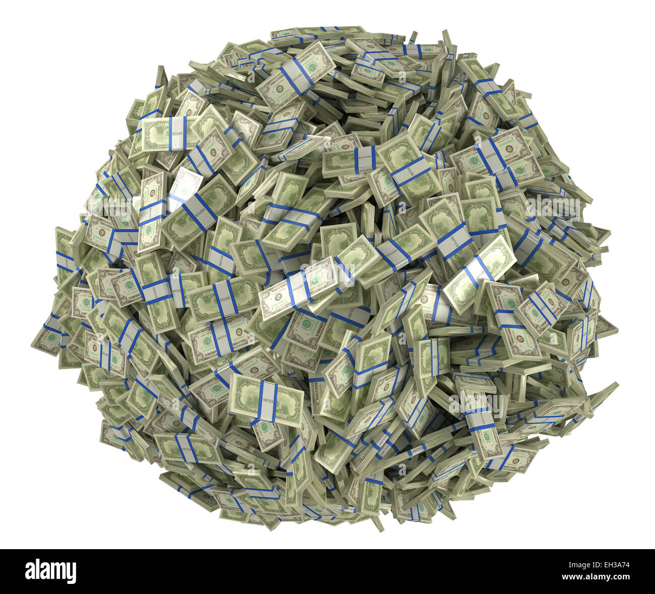 Ball shape assembled of US dollar bundles. Isolated over white Stock ...