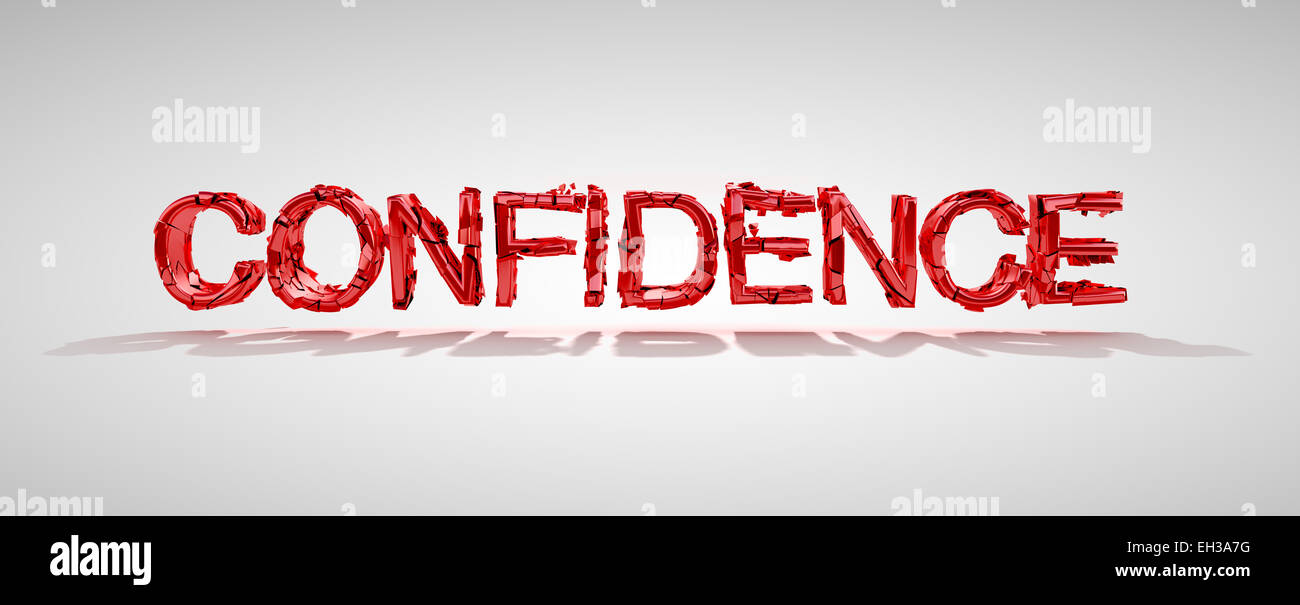 Red confidence word destruction over grey background Stock Photo - Alamy