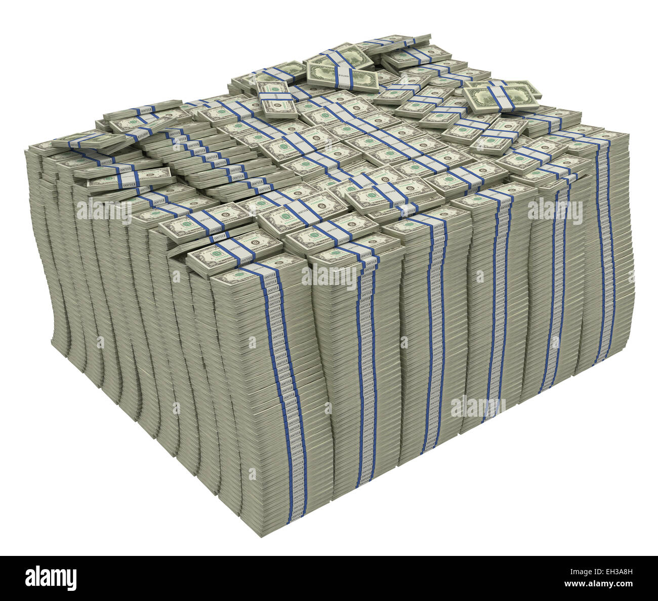 Large stack of american dollars isolated. Wealth and success Stock ...