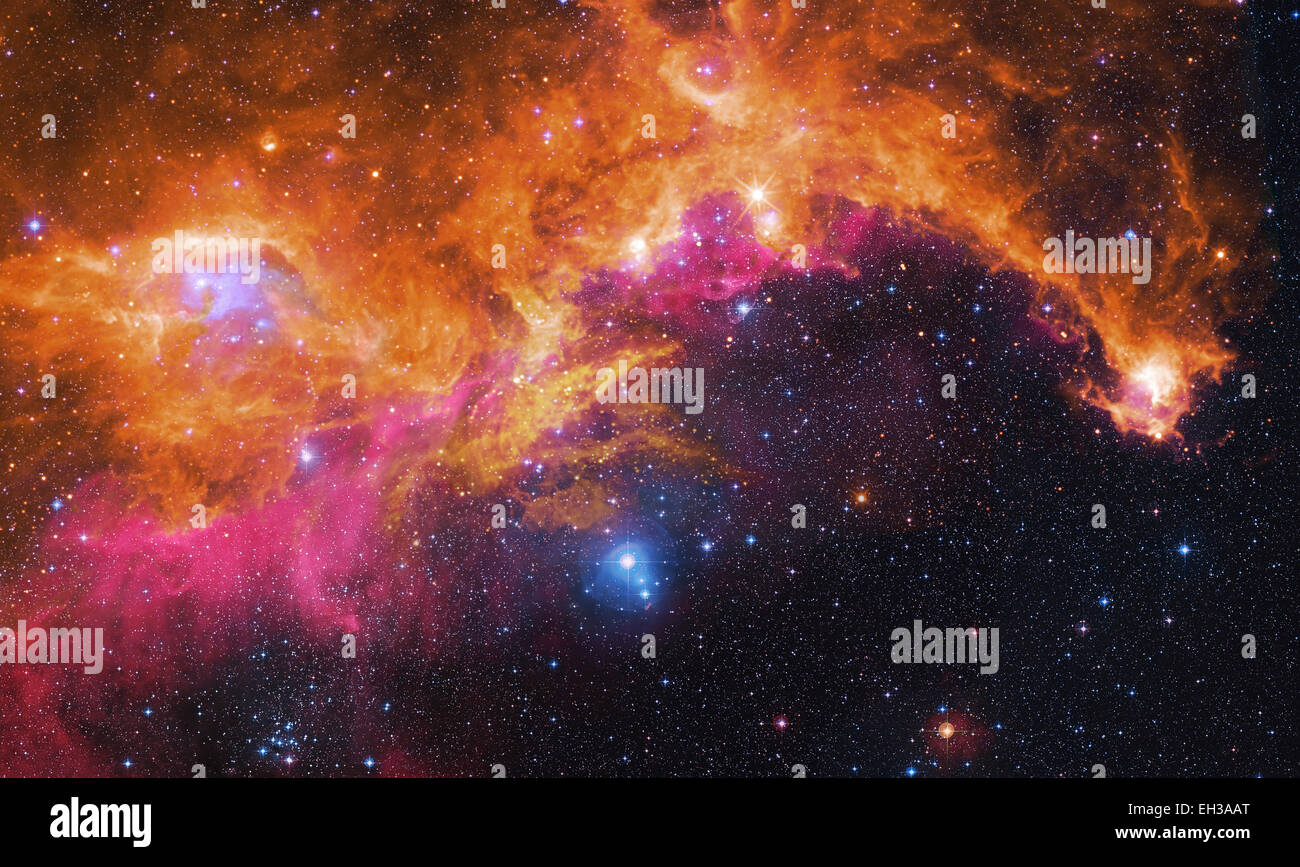 Visible light-infrared composite of IC 2177, the Seagull Nebula. IC ...