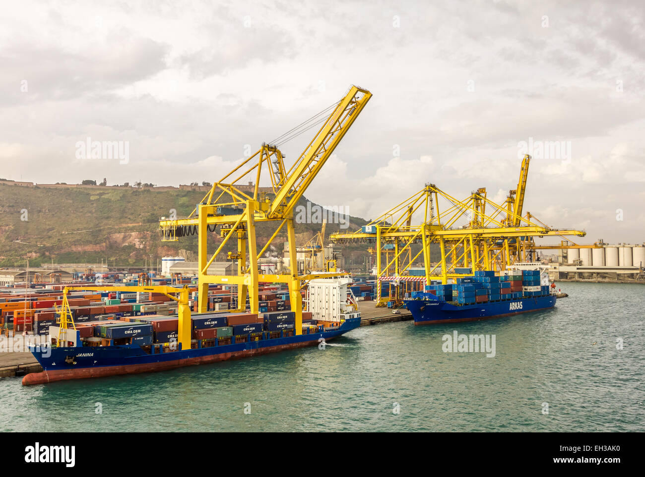 Container ships Janina and Ancangelo with loading cranes at the Port of ...