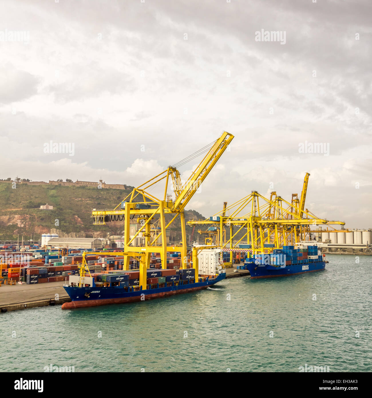 Container ships Janina and Ancangelo with loading cranes at the Port of ...