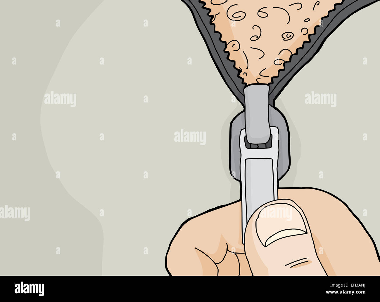 Gray sweater unzipping with hair on chest Stock Photo - Alamy