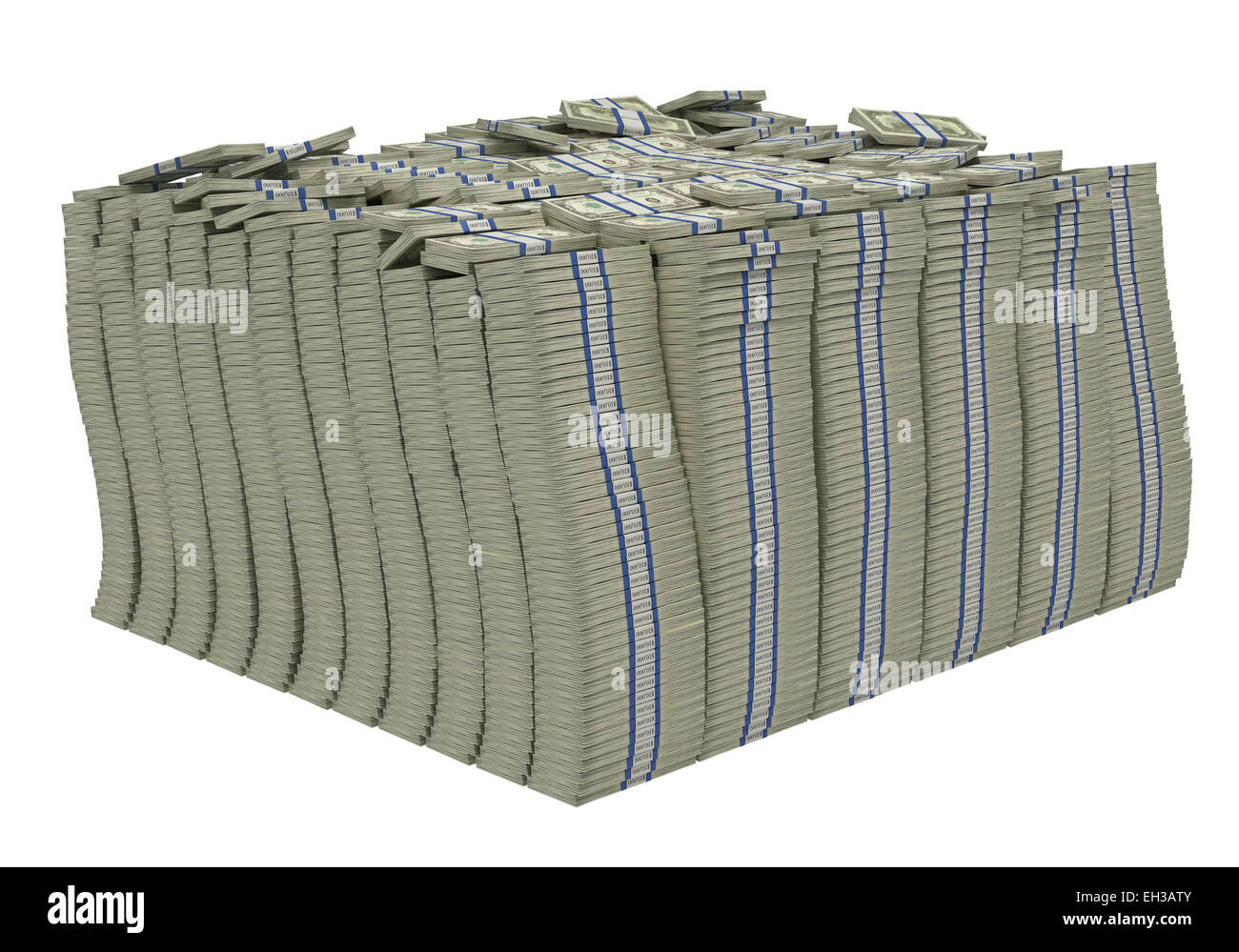 Treasure. Huge bundle of american dollars isolated Stock Photo - Alamy