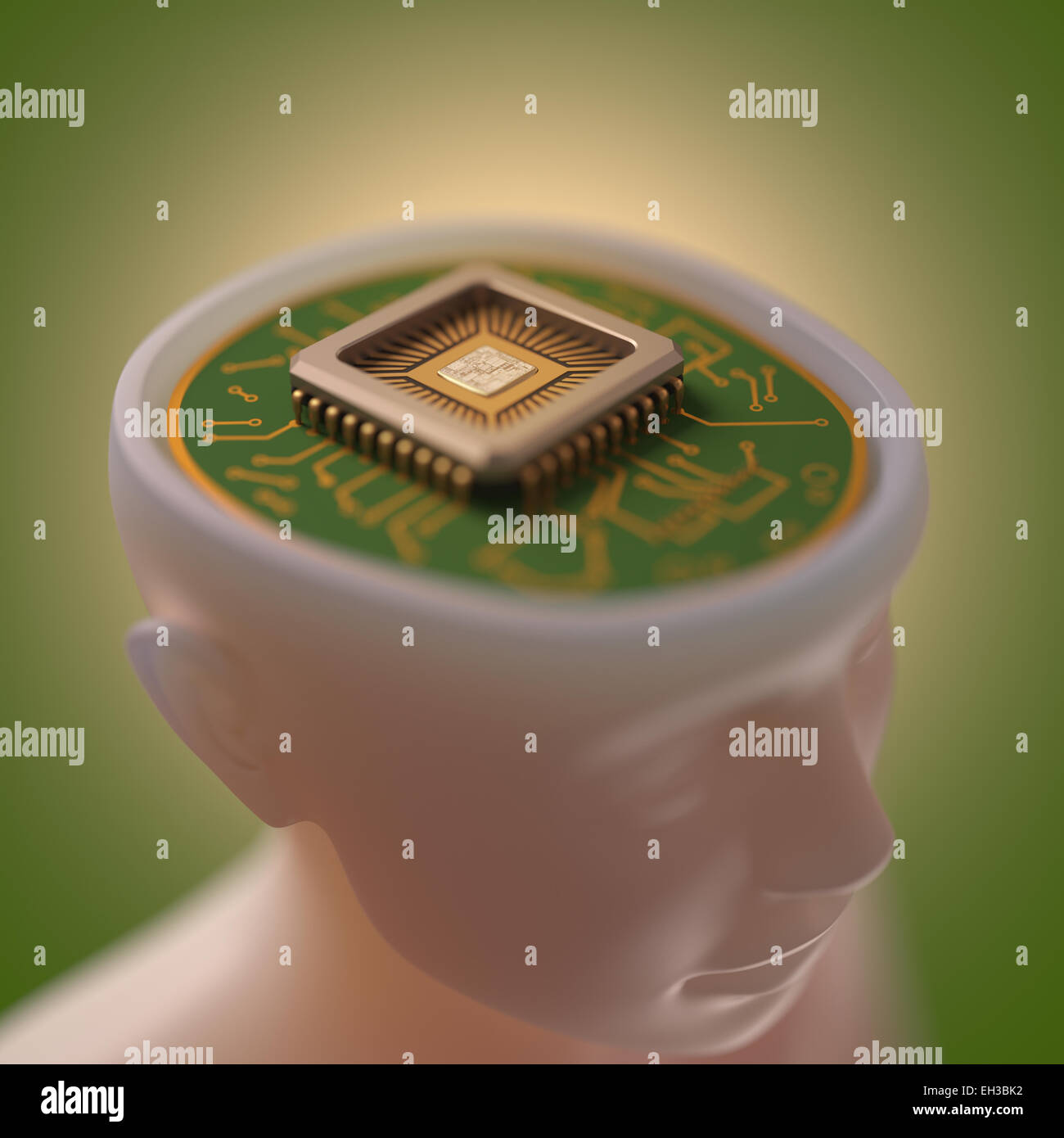 Microprocessor in the head. Concept of science and technology Stock ...