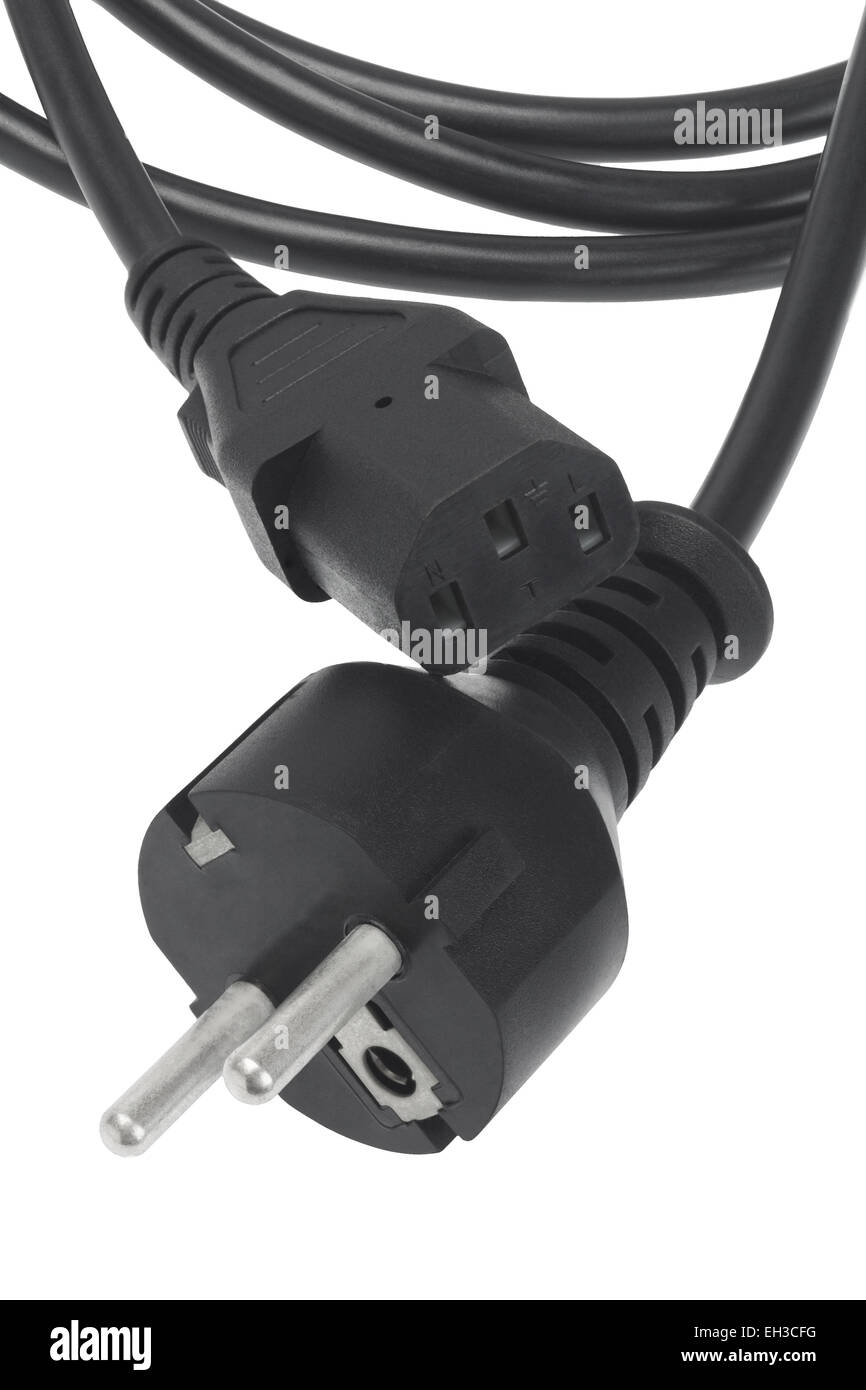 Power Cable With Plug And Socket On White Background Stock Photo - Alamy