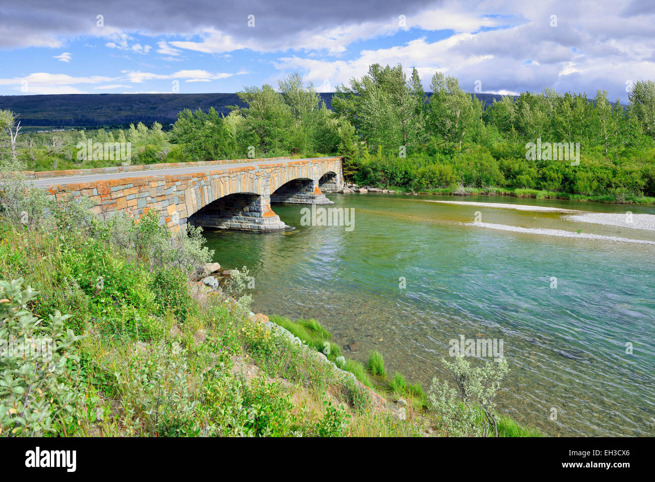 bridge across the river in Glacier National Park by St Mary Entrance ...