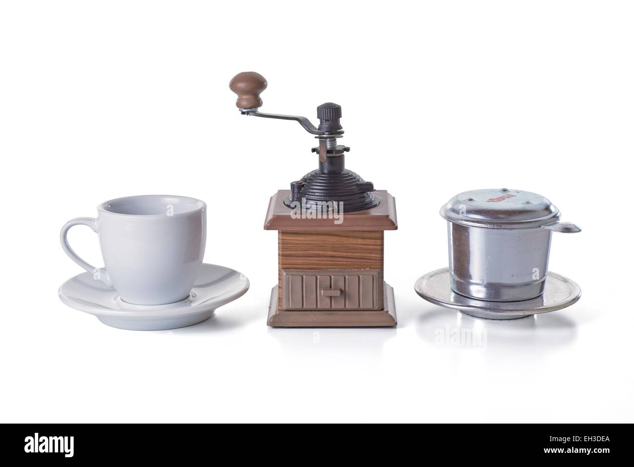 Vietnam style coffee fin and manual grinder in clear background Stock ...