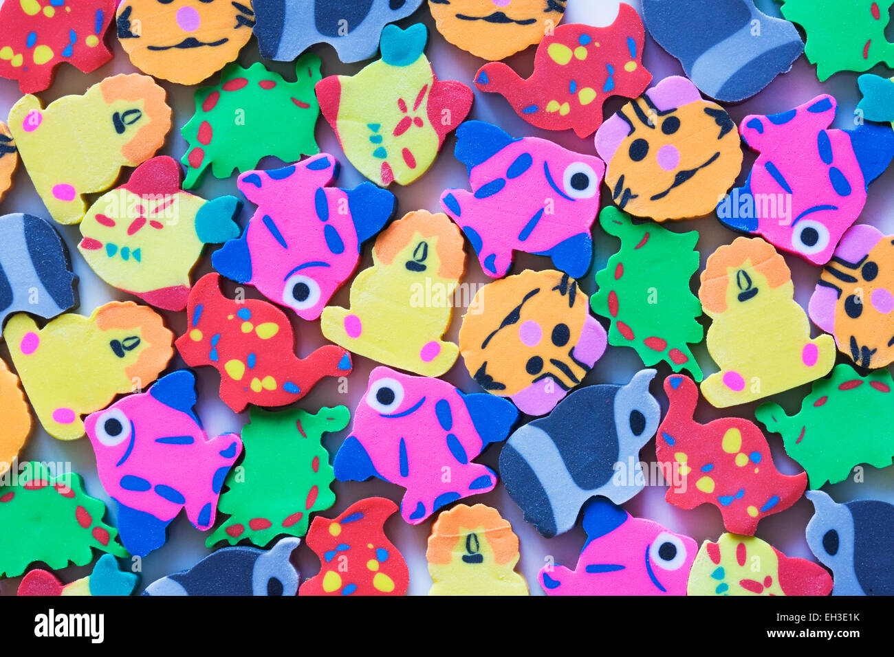 Children's colourful animal shaped erasers Stock Photo - Alamy