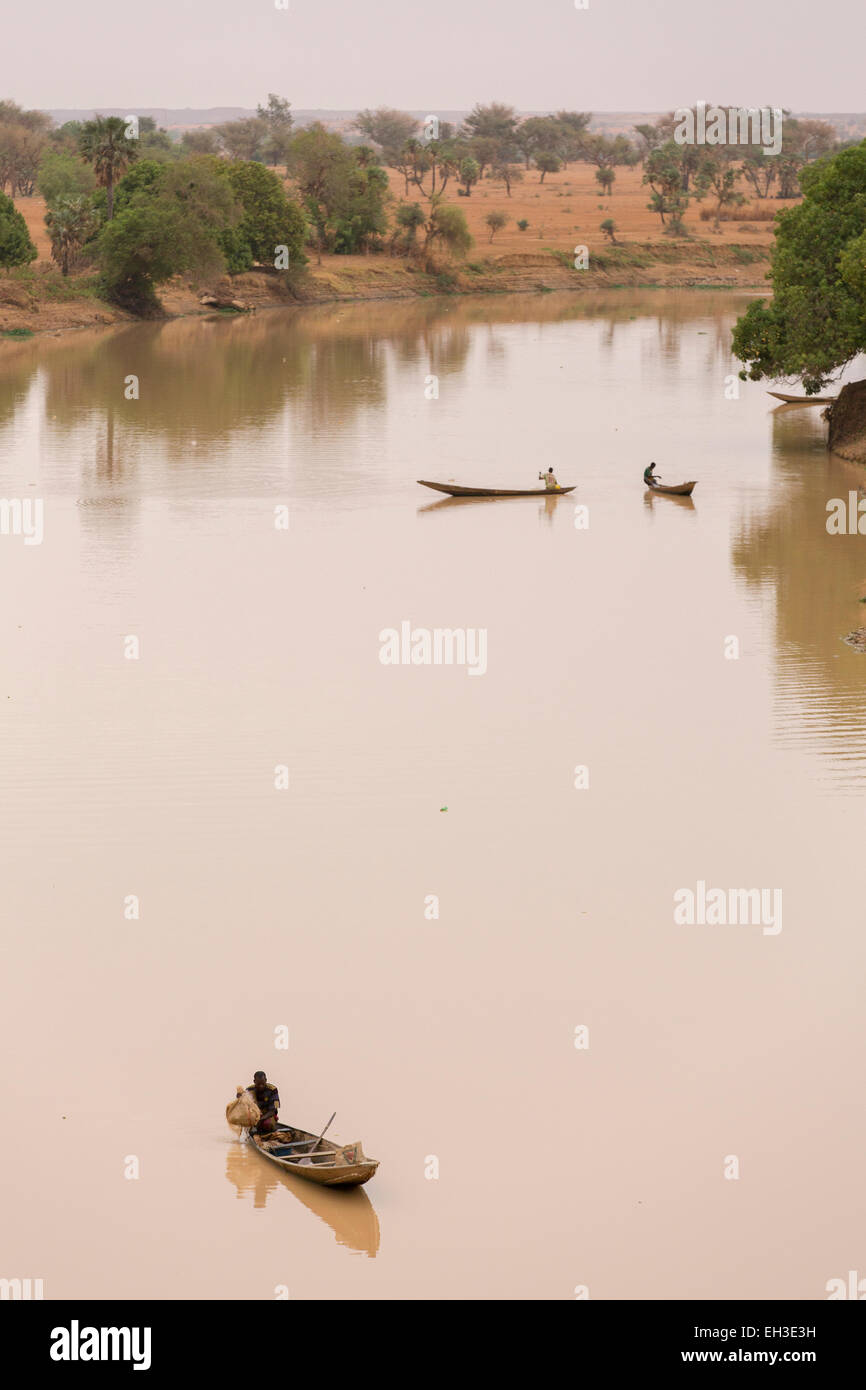 Western Niger, near Tera, 15th May 2012: Fisherman at work with their ...