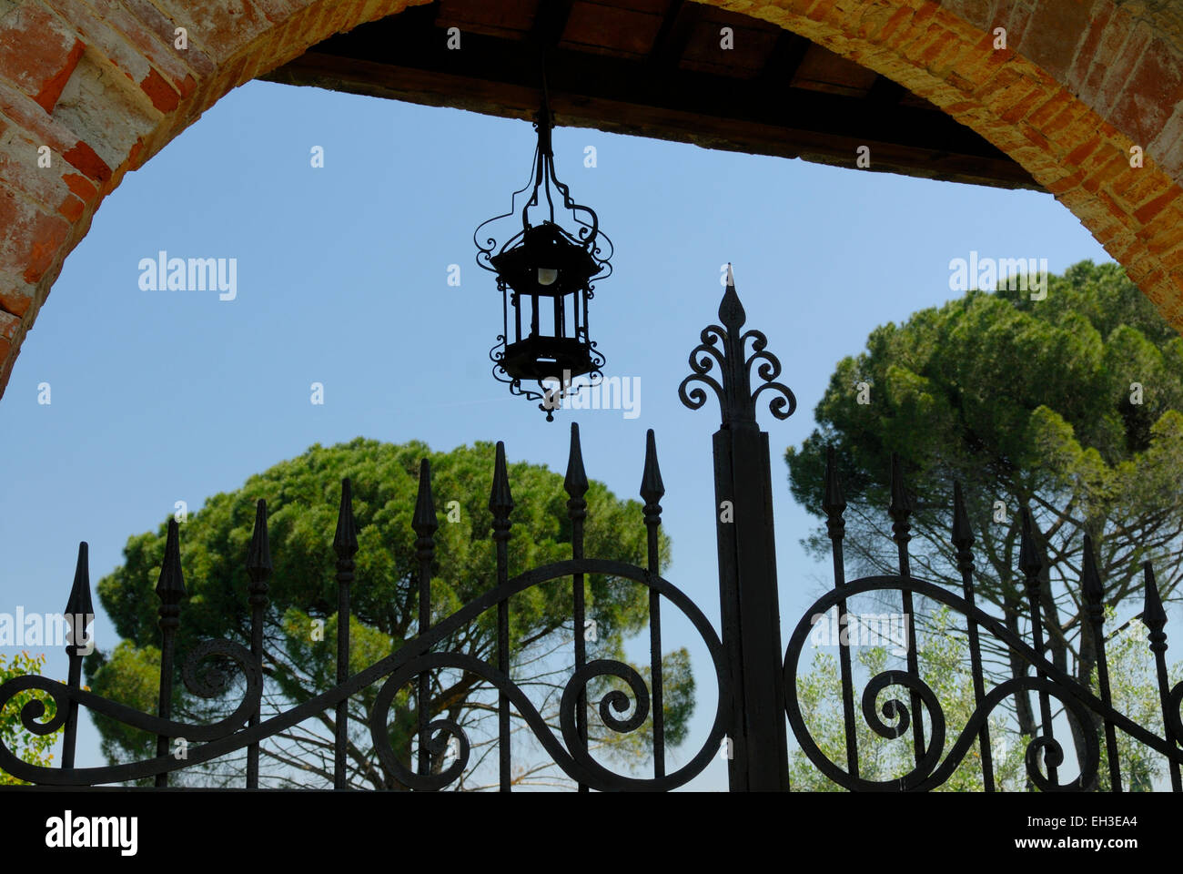 Wrought iron fence or gate of a private property, Florence, Tuscany ...