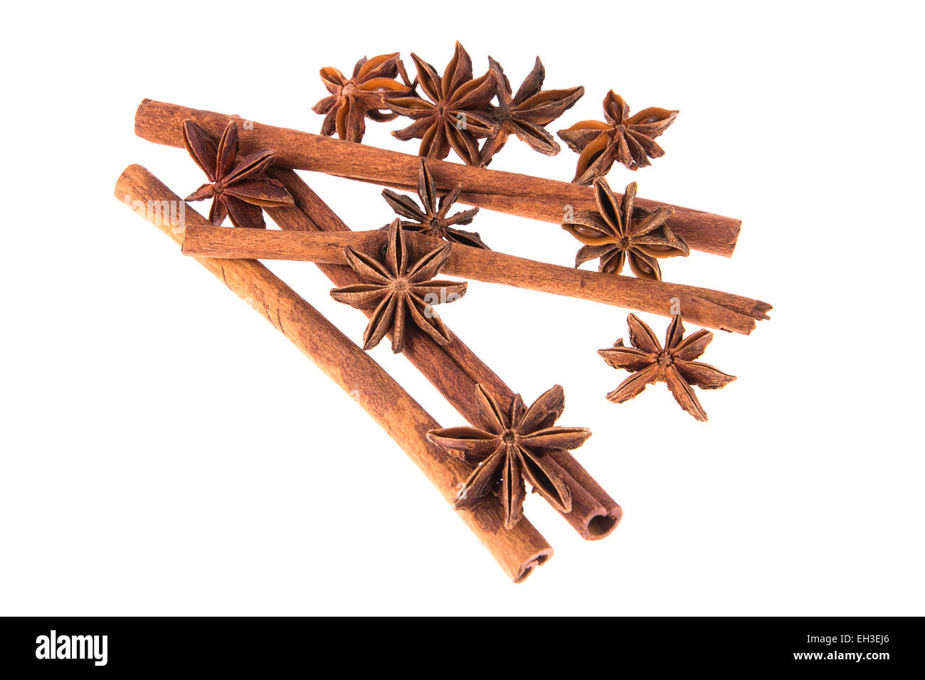 Dried Cinnamon, Anise. Isolated Stock Photo - Alamy