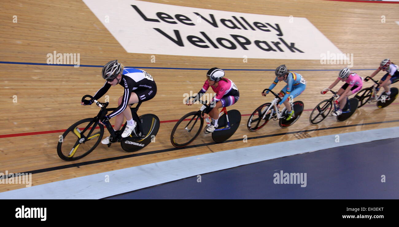 Lee Valley VeloPark, London, UK. 28th February 2015. Womens UCI Points Race Stock Photo - Alamy
