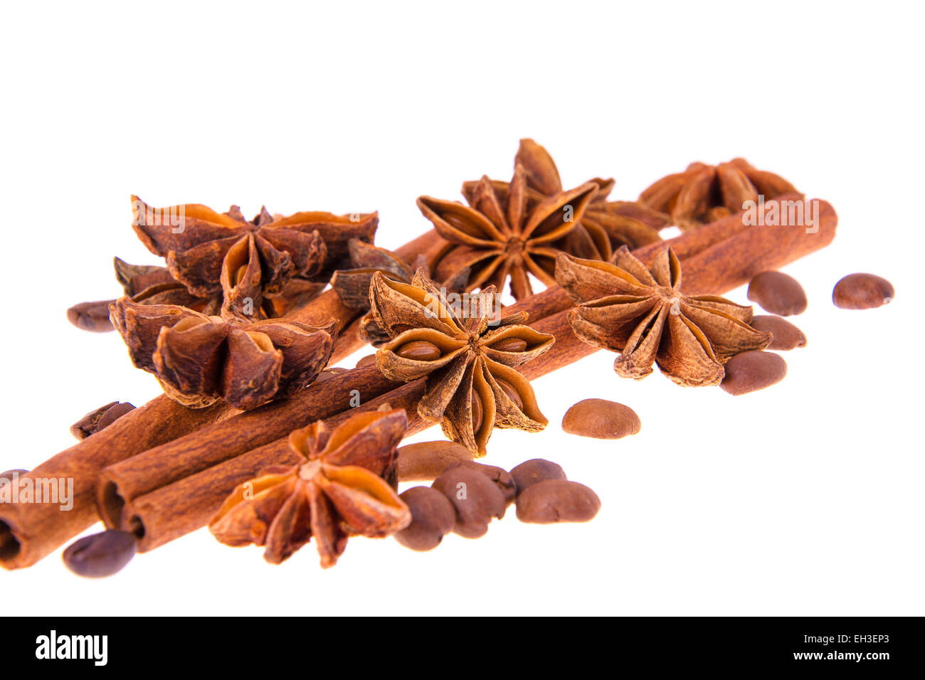 Dried Cinnamon, Anise. Isolated Stock Photo - Alamy